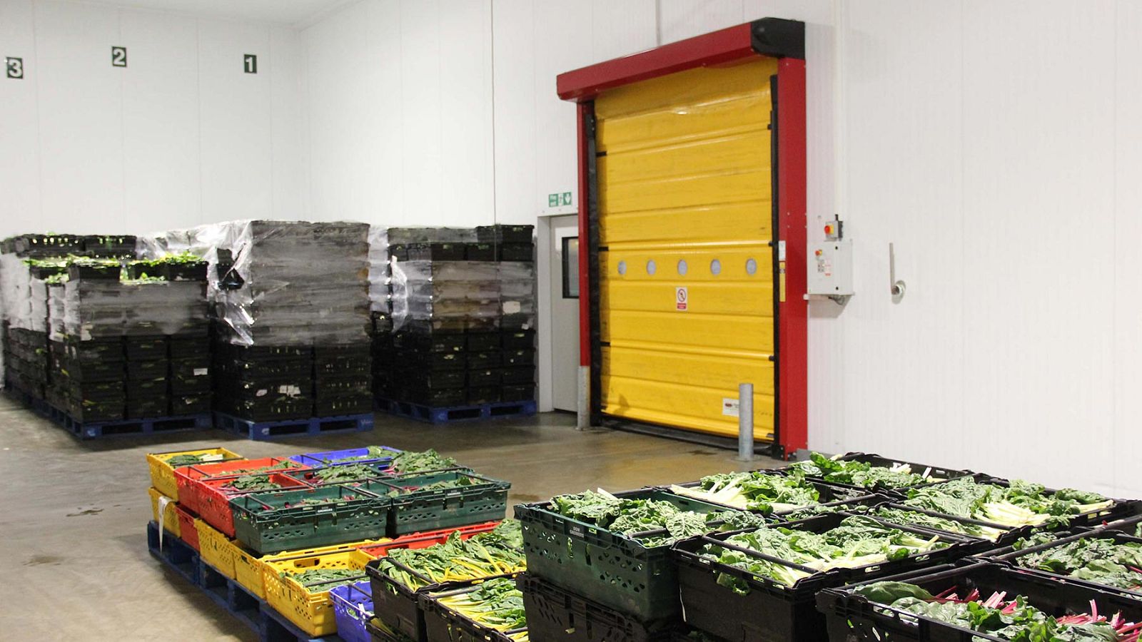 Food production facility incorporating vertical farm.